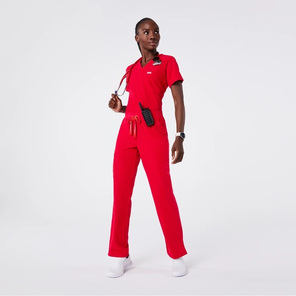 Figs | Pants & Jumpsuits | Figs Pop Of Red Scrub Set | Poshmark